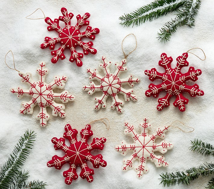 Felted Nordic Snowflake Ornaments Set of 6 Pottery Barn Kids