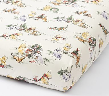 Disney's Winnie the Pooh Holiday Organic Crib Fitted Sheet | Pottery ...