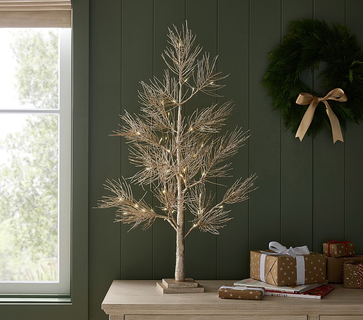 Light Up Glitter Tree | Festive Golden LED Decor | Pottery Barn Kids