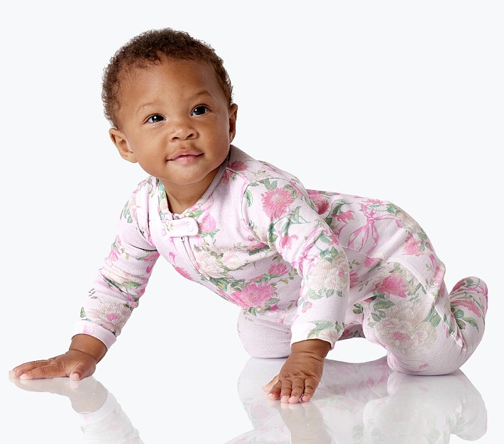 LoveShackFancy Cabbage Rose Organic Cotton Baby Pajama | Pottery Barn Kids