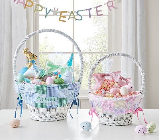 Preppy Madras Easter Basket Liners | Pottery Barn Kids