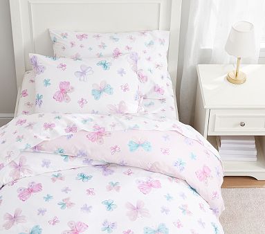 Reversible Bella Butterfly Organic Duvet Shams Pottery Barn Kids