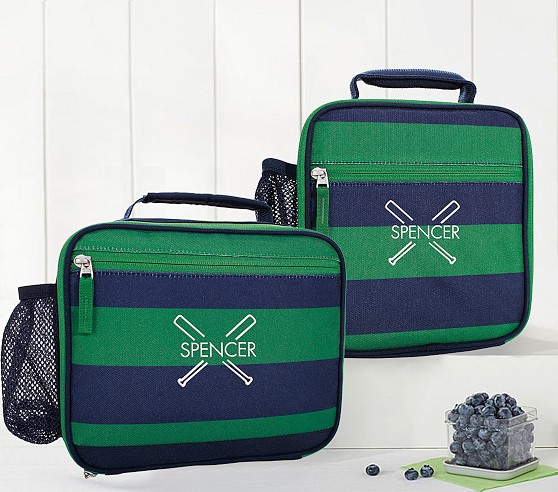 Mackenzie Green Navy Stripe Lunch Boxes | Pottery Barn Kids