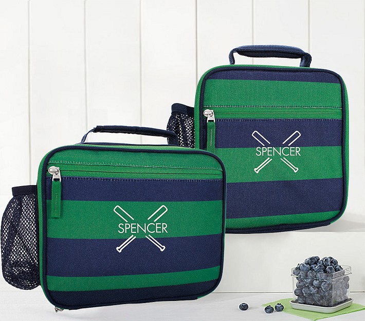 Mackenzie Green Navy Stripe Lunch Boxes | Pottery Barn Kids