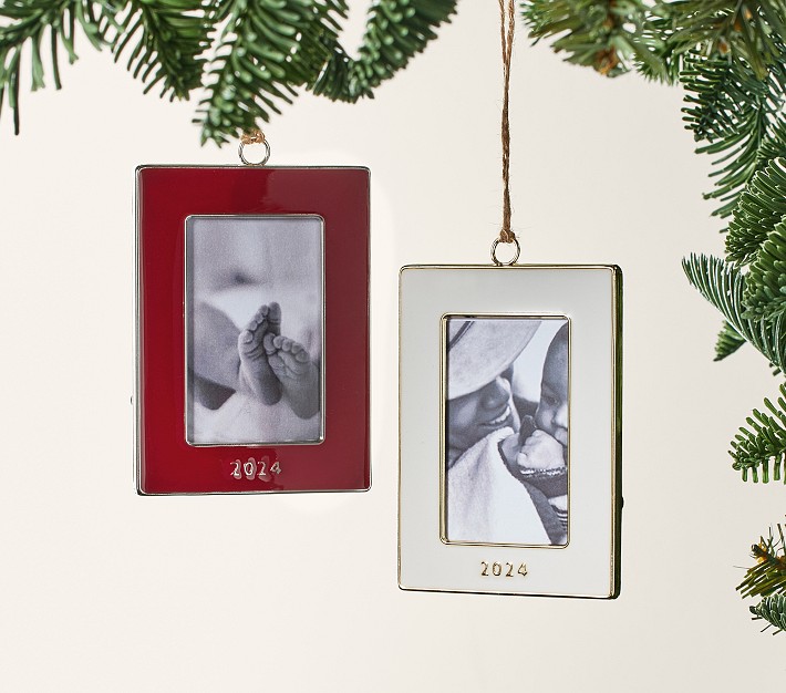 Dated Enamel Rectangle Frame Ornaments | Pottery Barn Kids