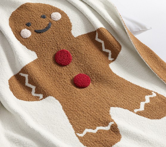 George Gingerbread Fuzzy Kid Throw Blanket | Pottery Barn Kids
