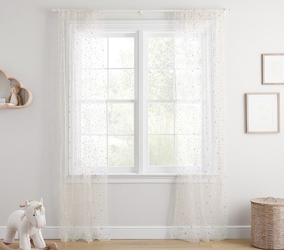 Embroidered Star Sheer Curtain - Celestial Charm for Kids | Pottery ...