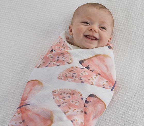 Metallic Muslin Butterfly Swaddle Set | Pottery Barn Kids