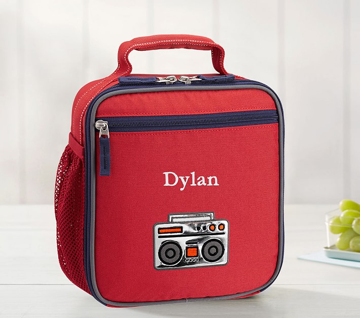 Fairfax Solid Red & Navy Trim Classic Kids Lunch Box | Pottery Barn Kids