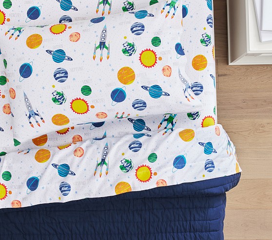 Solar System Organic Flannel Sheet Set | Pottery Barn Kids