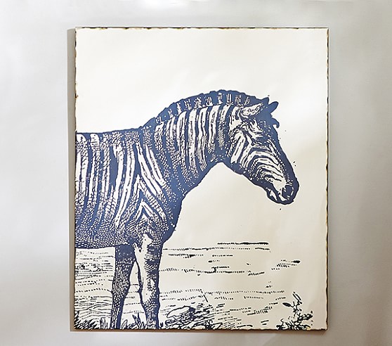 Zebra Vintage Etching Wall Art | Pottery Barn Kids