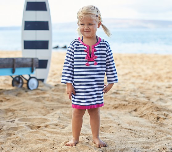 Navy Stripe Tassel Baby Beach Tunic | Pottery Barn Kids