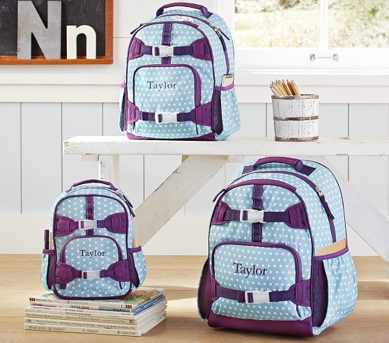 Mackenzie Turquoise Dot Kids Backpacks | Pottery Barn Kids