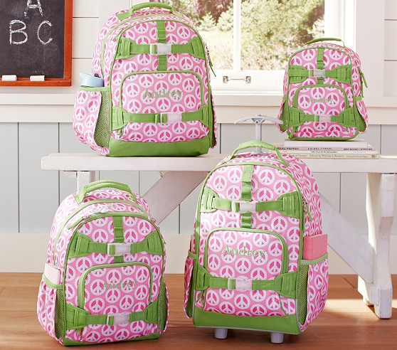 Mackenzie Pink Peace Girls Backpacks | Pottery Barn Kids