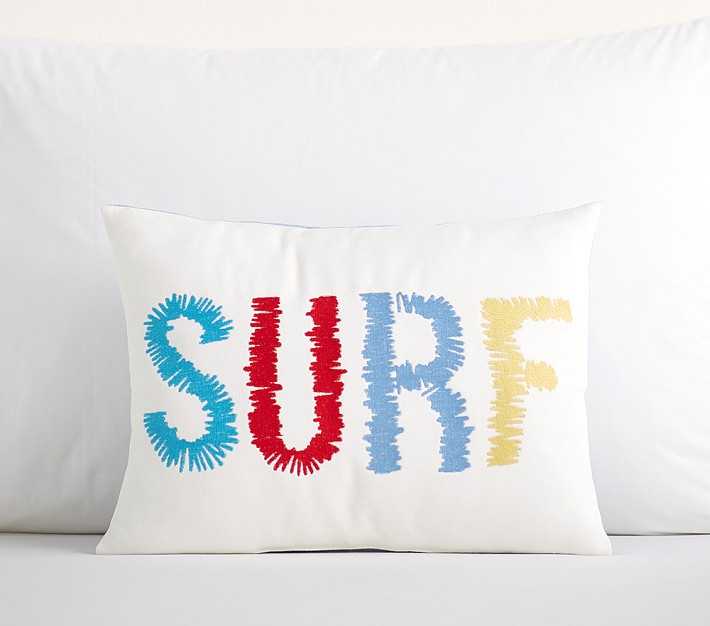 Embroidered Surf Kids' Pillow | Pottery Barn Kids