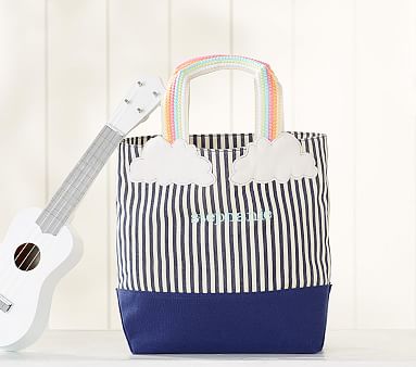 Striped Critter Navy Rainbow Kids Tote | Pottery Barn Kids
