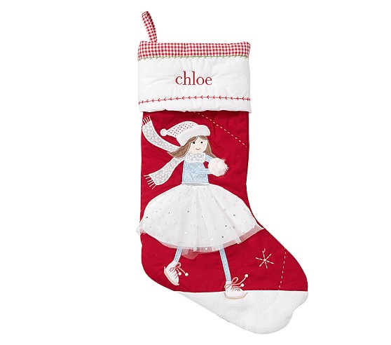 Ice Skater Quilted Christmas Stocking | Pottery Barn Kids
