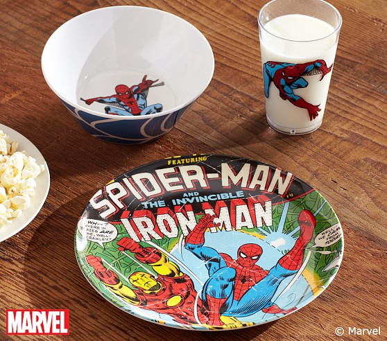 New Spider-Man Kids Dinnerware Gift Set | Pottery Barn Kids