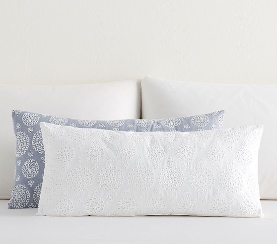 Remi Eyelet Lumbar Nursery Throw Pillow | Pottery Barn Kids