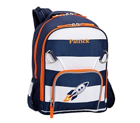 Fairfax Navy Orange Stripe Rocketship Print | Gear Guide | Pottery Barn ...