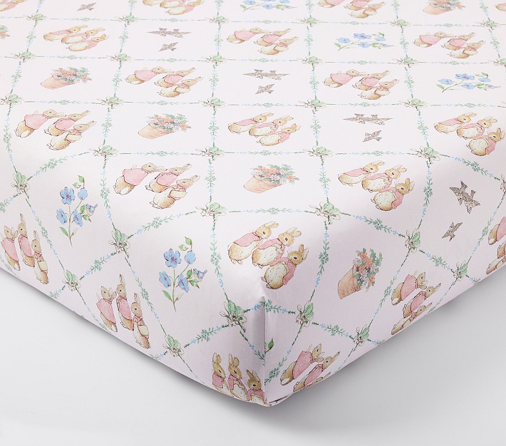 Peter Rabbit™ Flopsy™ Lattice Organic Crib Fitted Sheet | Pottery Barn Kids