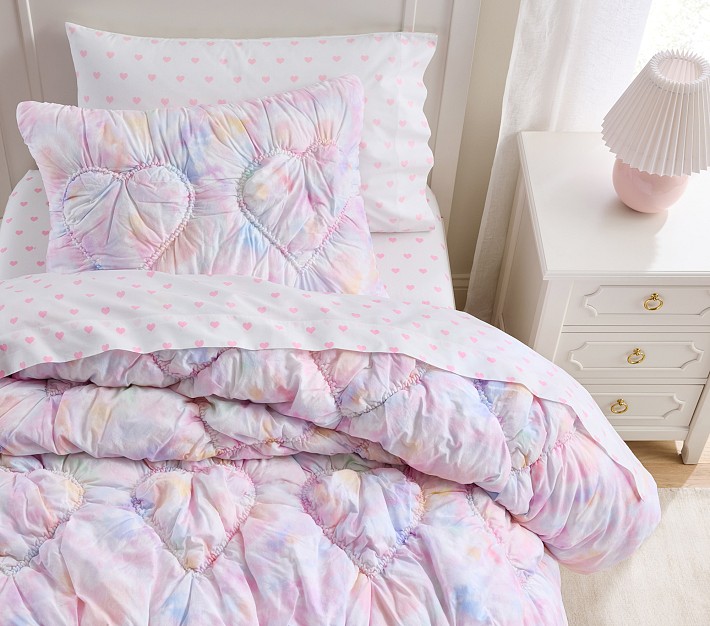 Textured Tie Dye Heart Comforter & Shams | Pottery Barn Kids