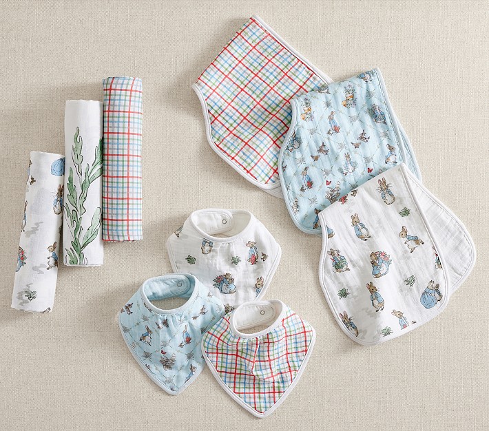 Peter Rabbit™ Organic Muslin Bib, Burp and Swaddle Set | Pottery Barn Kids