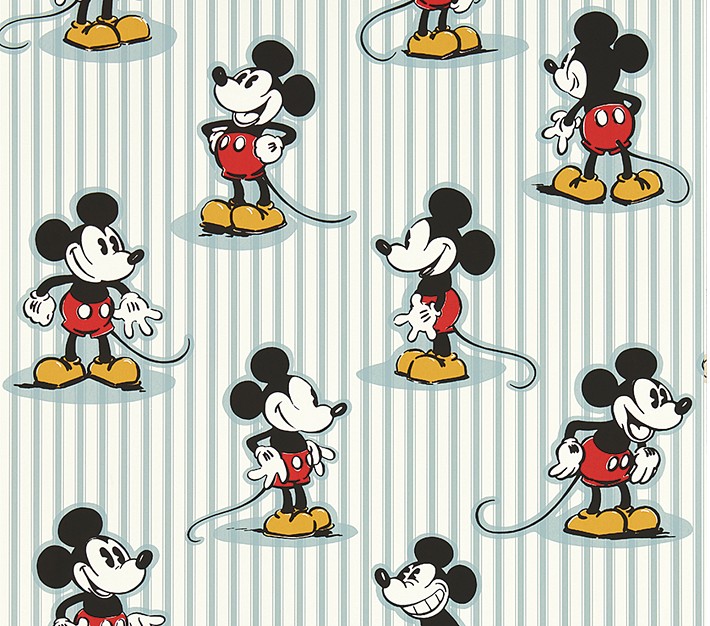Disney Home x Sanderson Mickey Mouse Stripe Wallpaper | Pottery Barn Kids