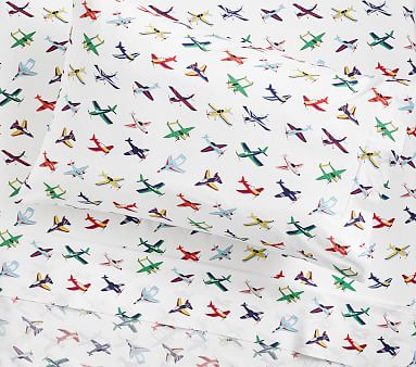 Zane Airplanes Organic Sheet Set & Pillowcases | Pottery Barn Kids
