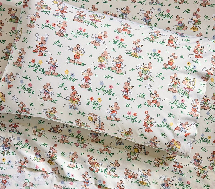 Disney Home x Sanderson Mickey and Minnie Mouse Garden Organic Sheet ...