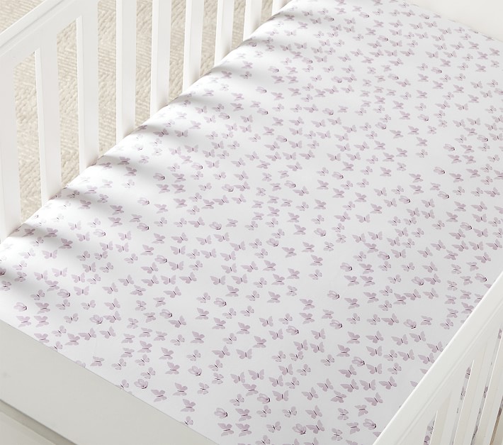 Watercolor Butterfly Organic Crib Fitted Sheet | Pottery Barn Kids
