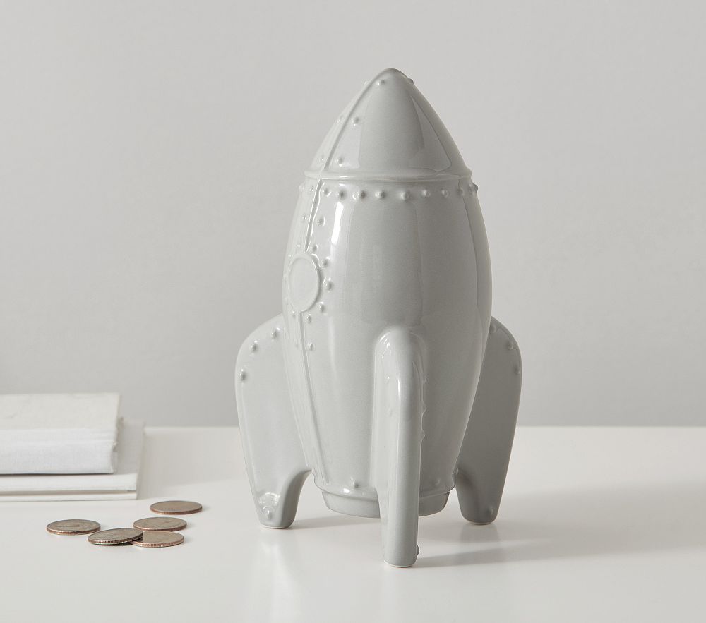 Ceramic Rocket Ship Bank | Pottery Barn Kids