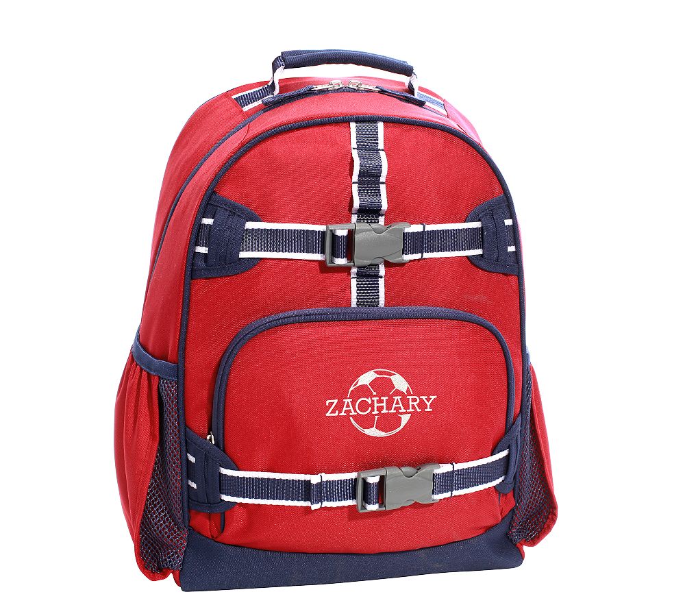 Mackenzie Red Navy Trim Solid Backpacks | Pottery Barn Kids