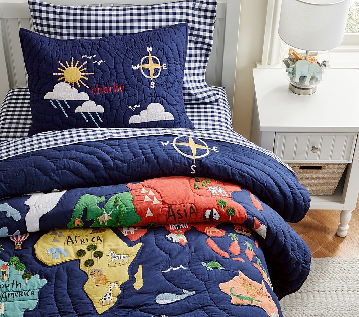 World Map Quilt & Shams | Pottery Barn Kids