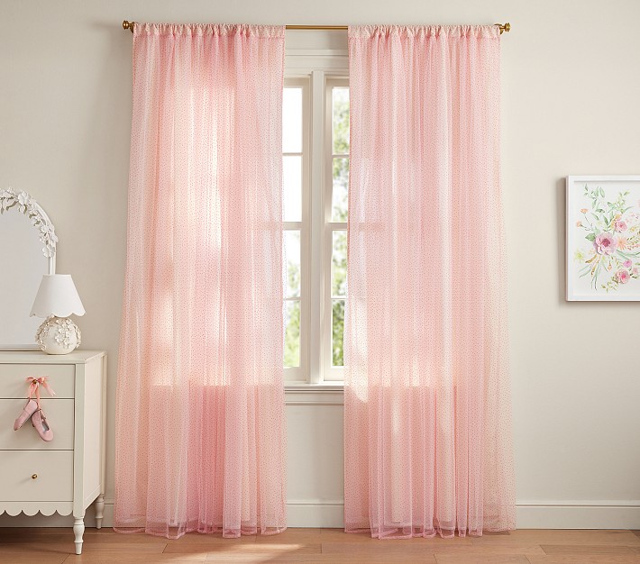 Monique Lhuillier Neon Dot Sheer Curtain | Pottery Barn Kids
