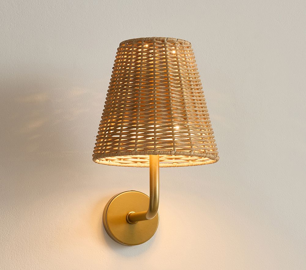 Rattan Rechargeable Wall Sconce (9") | Pottery Barn Kids
