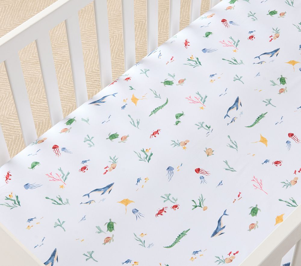 Under The Sea Organic Crib Fitted Sheet | Pottery Barn Kids