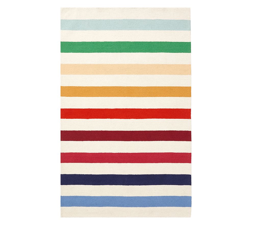 Rainbow Rugby Stripe Rug | Pottery Barn Kids