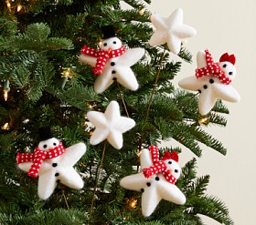 Snowman & Stars Tree Picks, Set of 2 | Pottery Barn Kids