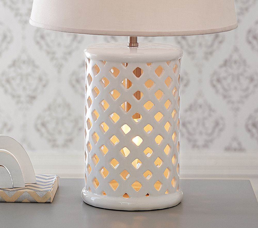 Ceramic Lattice Dual Socket Base | Kids Lamp | Pottery Barn Kids