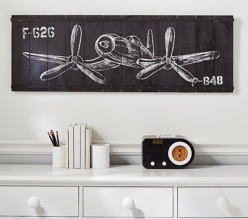 Airplane Wooden Wall Plaque | Pottery Barn Kids