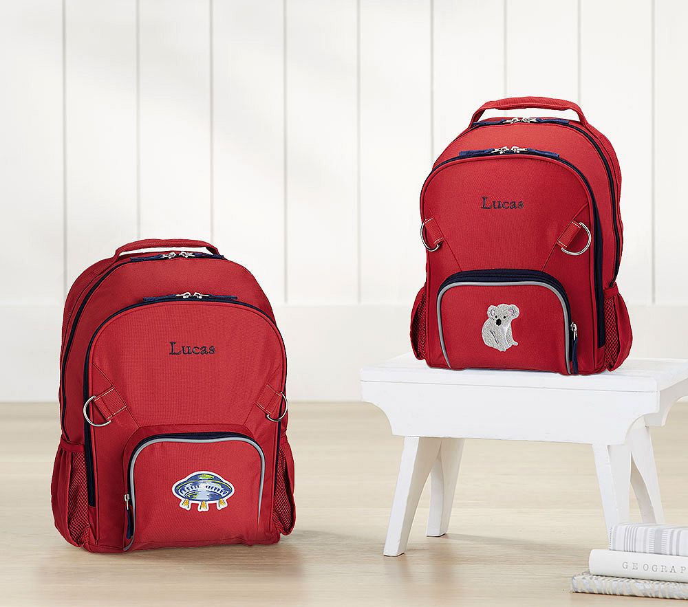 Fairfax Solid Red & Navy Trim Kids Backpacks | Pottery Barn Kids