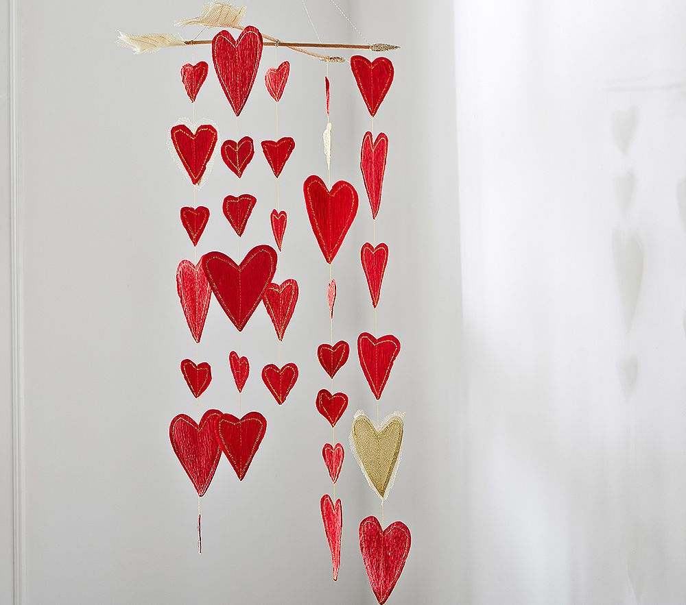 Valentine's Day Heart Mobile | Valentine's Day Home Decor | Pottery ...