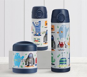 Mackenzie Gray/Blue Preppy Monster Kids Water Bottles & Thermos ...