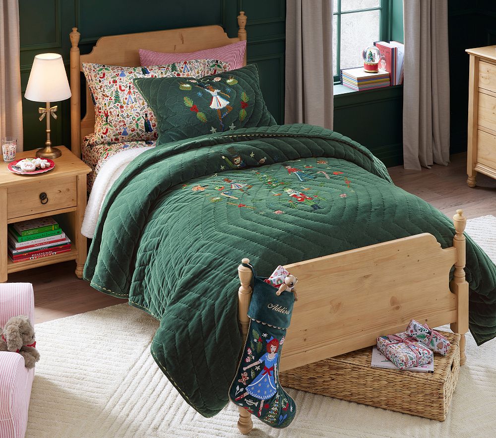 Rifle Paper Co. Green Velvet Nutcracker Quilt & Shams | Pottery Barn Kids