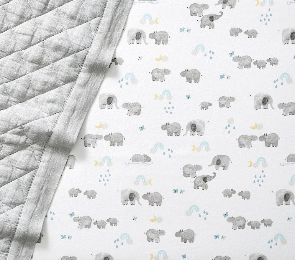 Organic Flannel Hippo Crib Sheet | Pottery Barn Kids