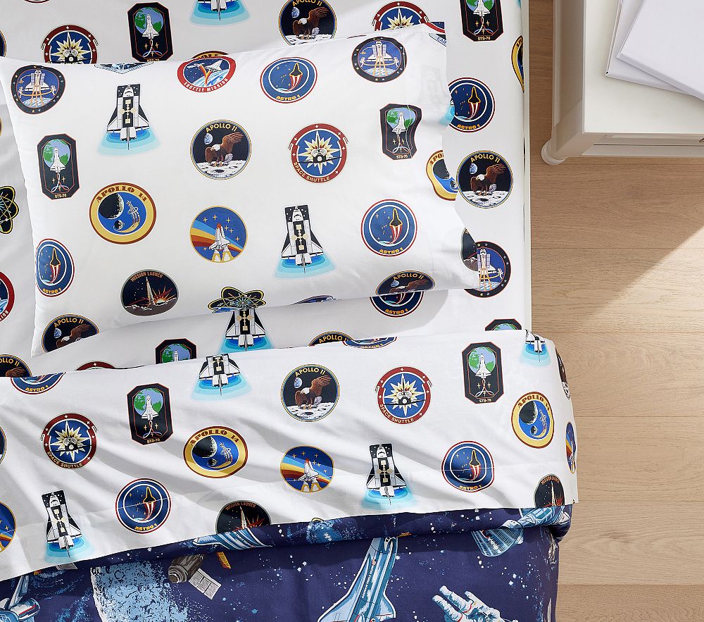 Astronaut Mission Patch Organic Sheet Set | Pottery Barn Kids