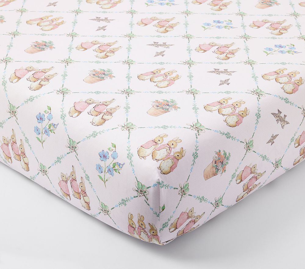 Peter Rabbit™ Flopsy™ Lattice Organic Crib Fitted Sheet | Pottery Barn Kids