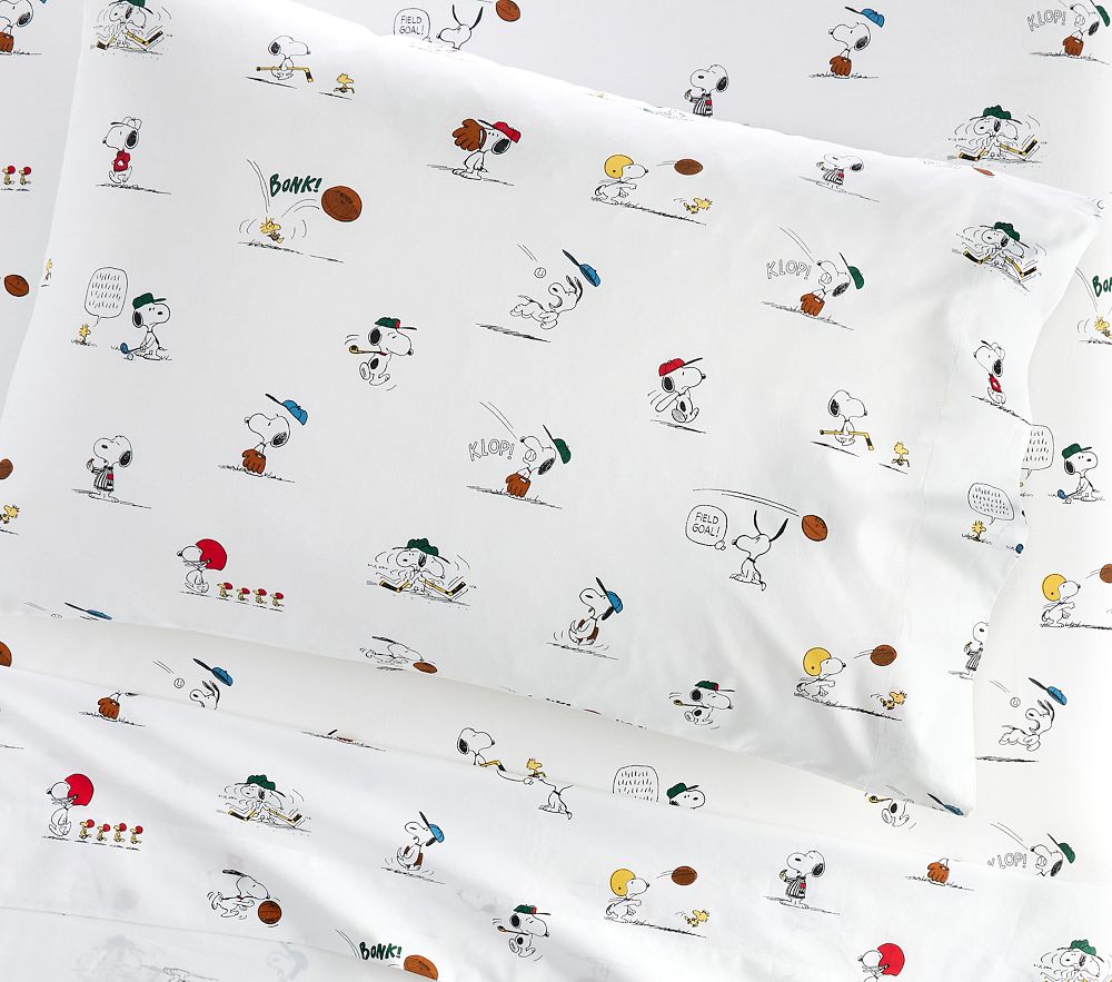 Peanuts® Snoopy® Sports Organic Sheet Set | Pottery Barn Kids