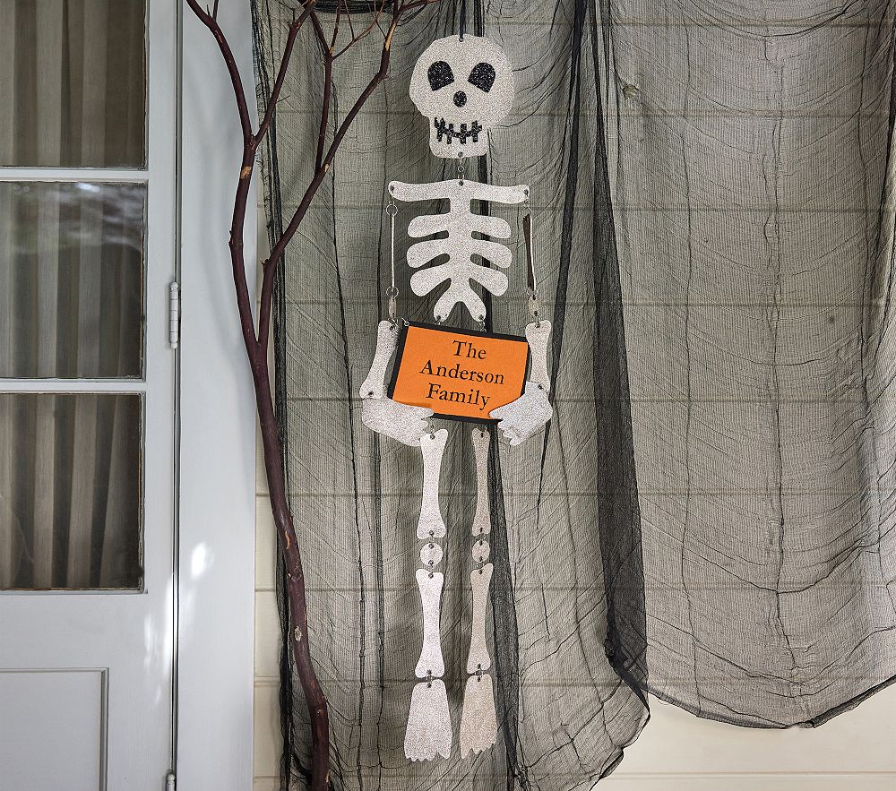 Outdoor Glitter Skeleton Door Hanger | Pottery Barn Kids